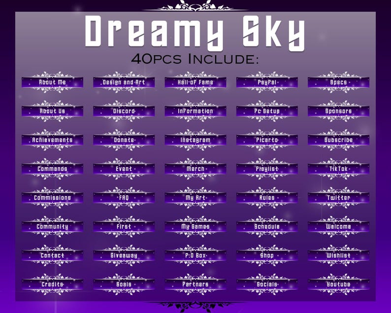 40 Dreamy Sky Purple Twitch Panels | Streamer | Content Creator | Gamer ...