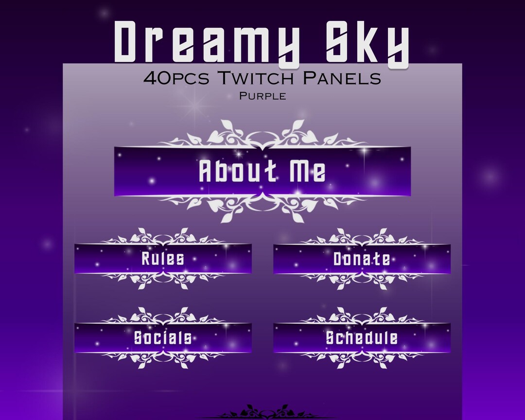 40 Dreamy Sky Purple Twitch Panels | Streamer | Content Creator | Gamer ...