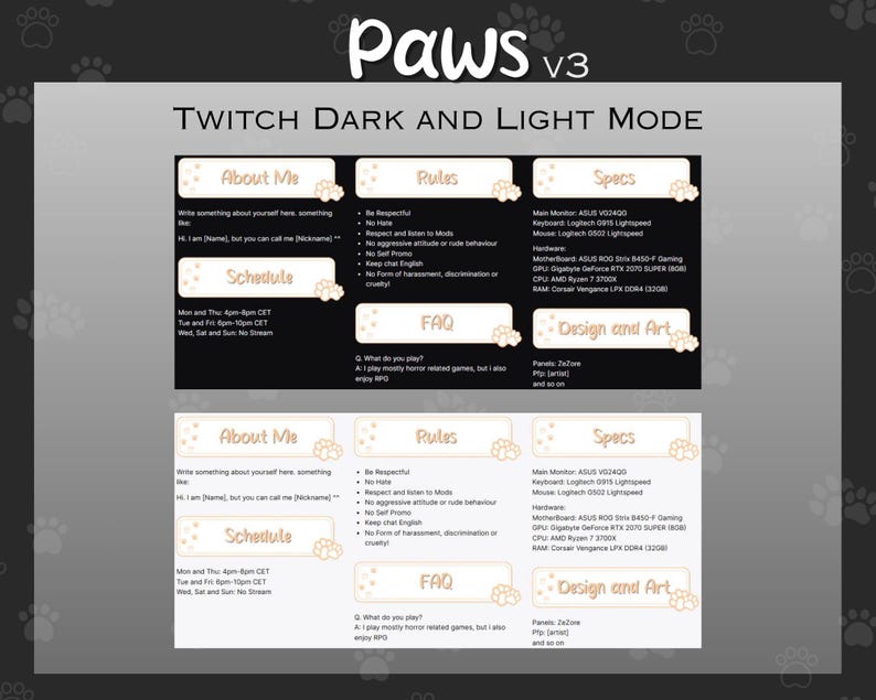 40 Orange Paws Twitch Panels | Streamer | Content Creator | Gamer ...