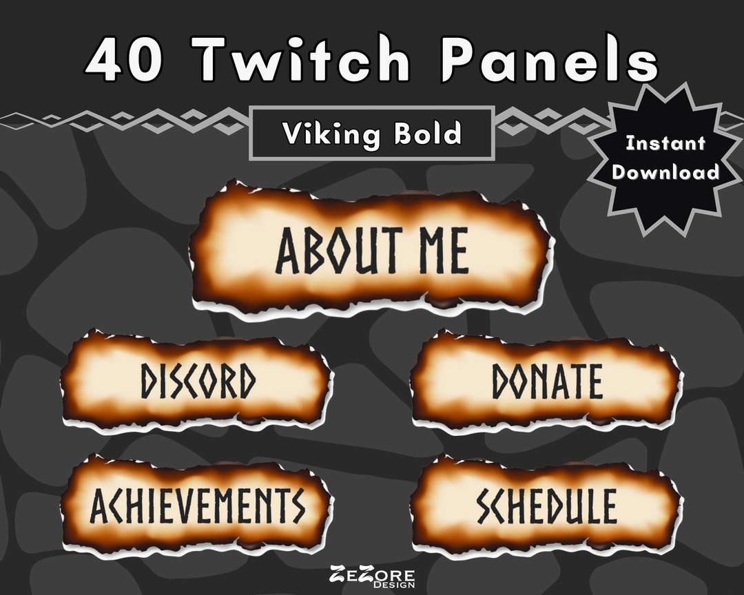 40 Viking/valheim Twitch Panels bold Font Streamer Content Creator ...