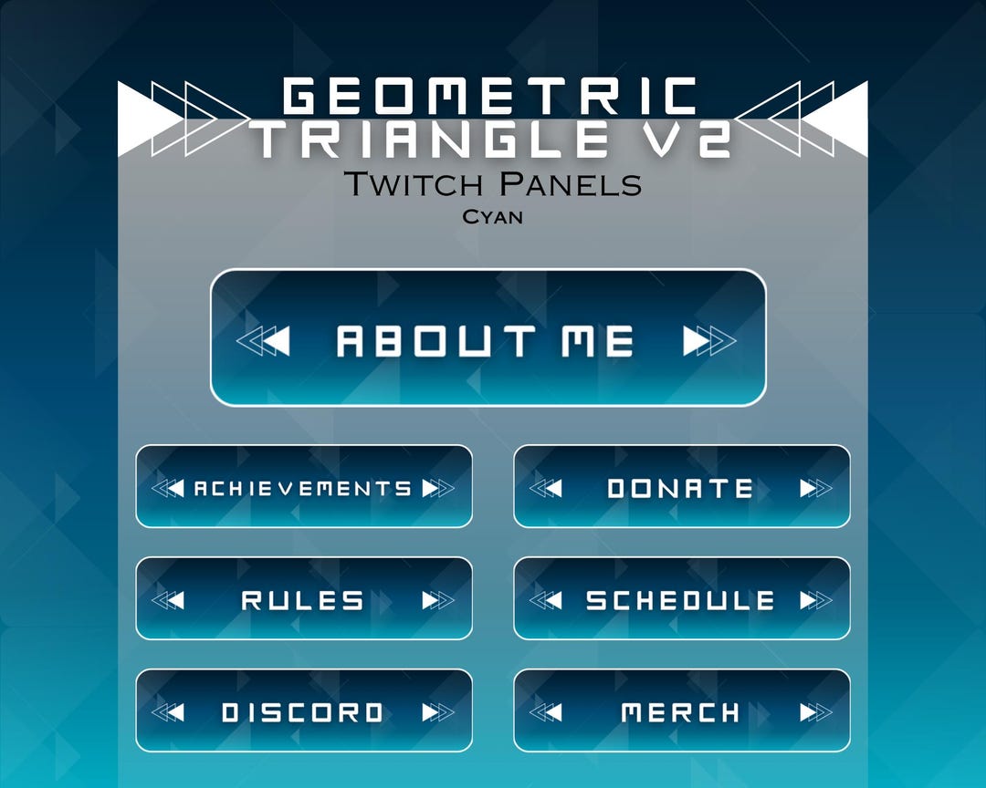 40 Cyan Geometric Triangle Twitch Panels | Streamer | Content Creator ...