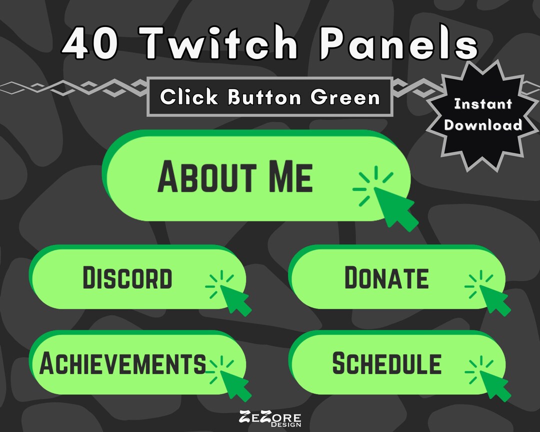 40 Lime Green Button Click Twitch Panels Streamer Content Creator Gamer ...