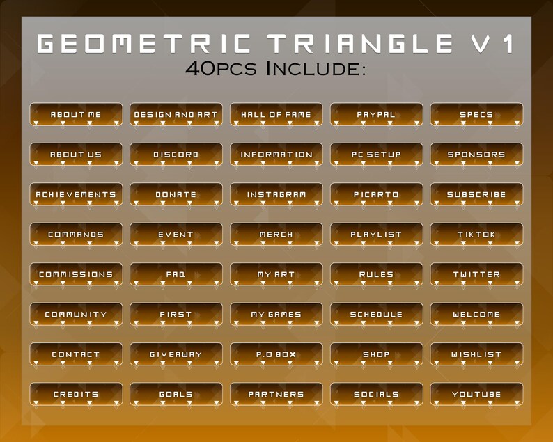 40 Orange Geometric Triangle Twitch Panels | Streamer | Content Creator ...