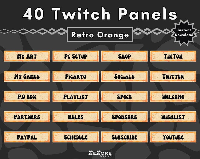40 Orange Retro Twitch Panels Streamer Content Creator Gamer About Me ...