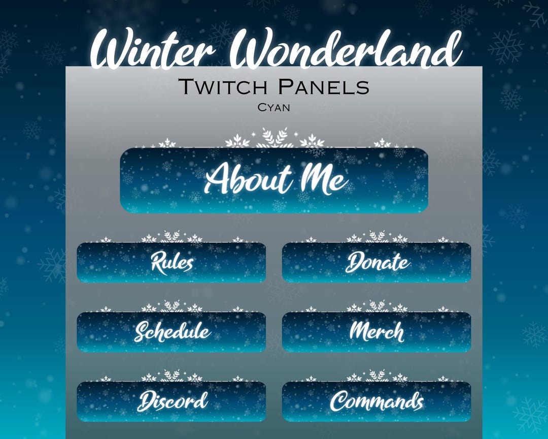 40 Winter Wonderland Cyan Twitch Panels | Streamer | Content Creator ...
