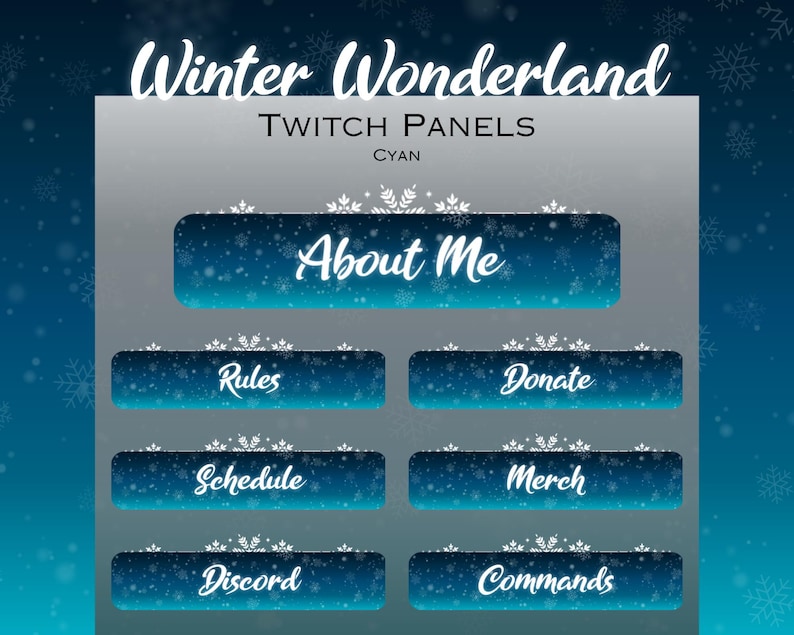 40 Winter Wonderland Cyan Twitch Panels | Streamer | Content Creator ...