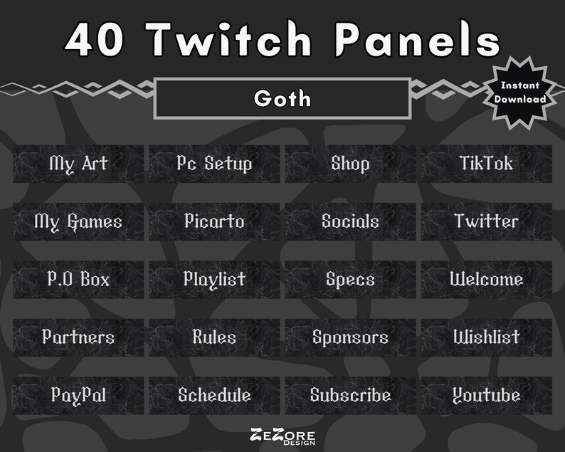 40 Goth Twitch Panels Streamer Content Creator Gamer About Me Pack alt ...