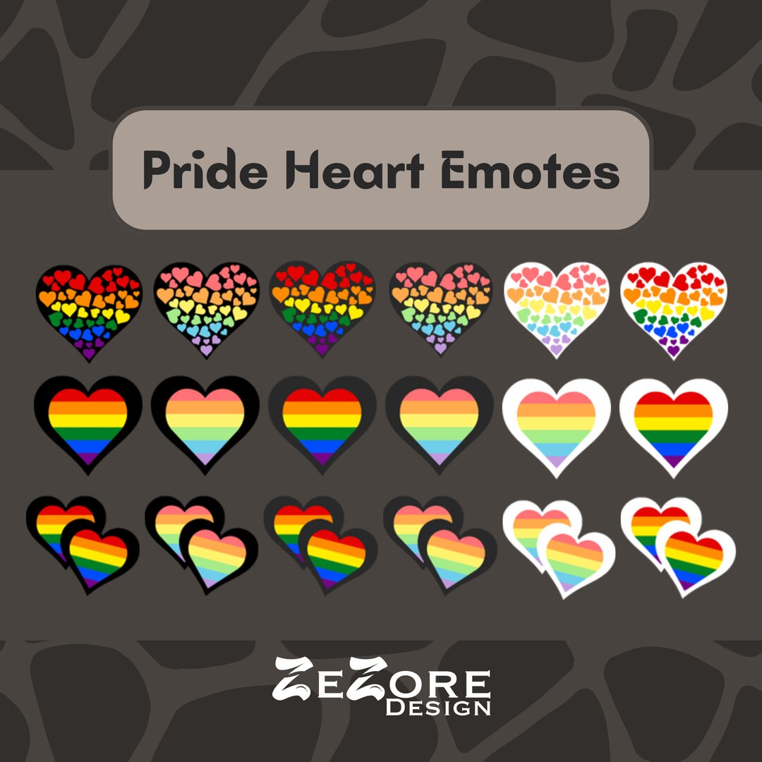 Pride Heart Emotes for Twitch Streamers 18 Emotes Discord Pride Emotes ...