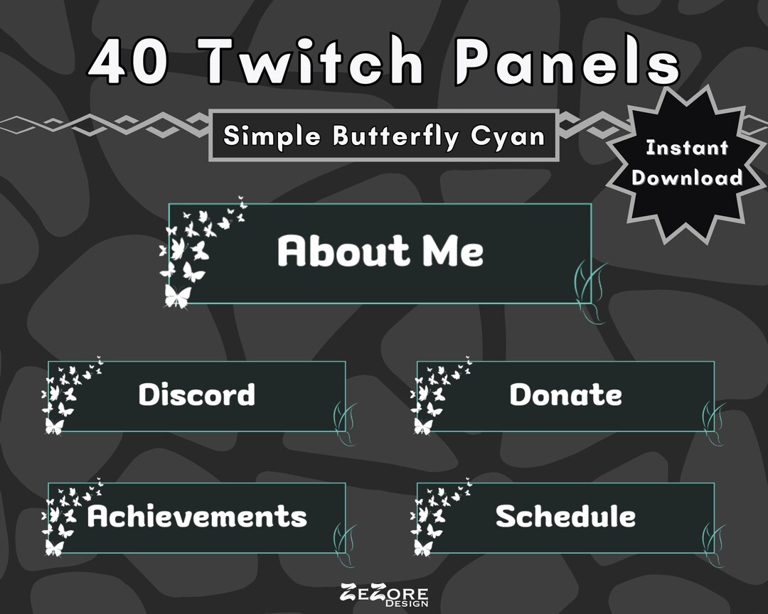 40 Simple Cyan Butterfly Twitch Panels | Streamer | Content Creator ...