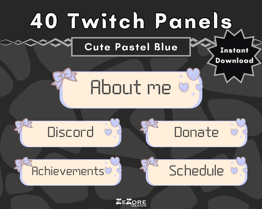 40 Cute Pastel Blue Twitch Panels Streamer Content Creator Gamer About ...