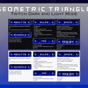 40 Blue Geometric Triangle Twitch Panels | Streamer | Content Creator ...