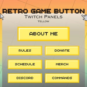 40 Yellow Retro Game Button Twitch Panels | Streamer | Content Creator ...