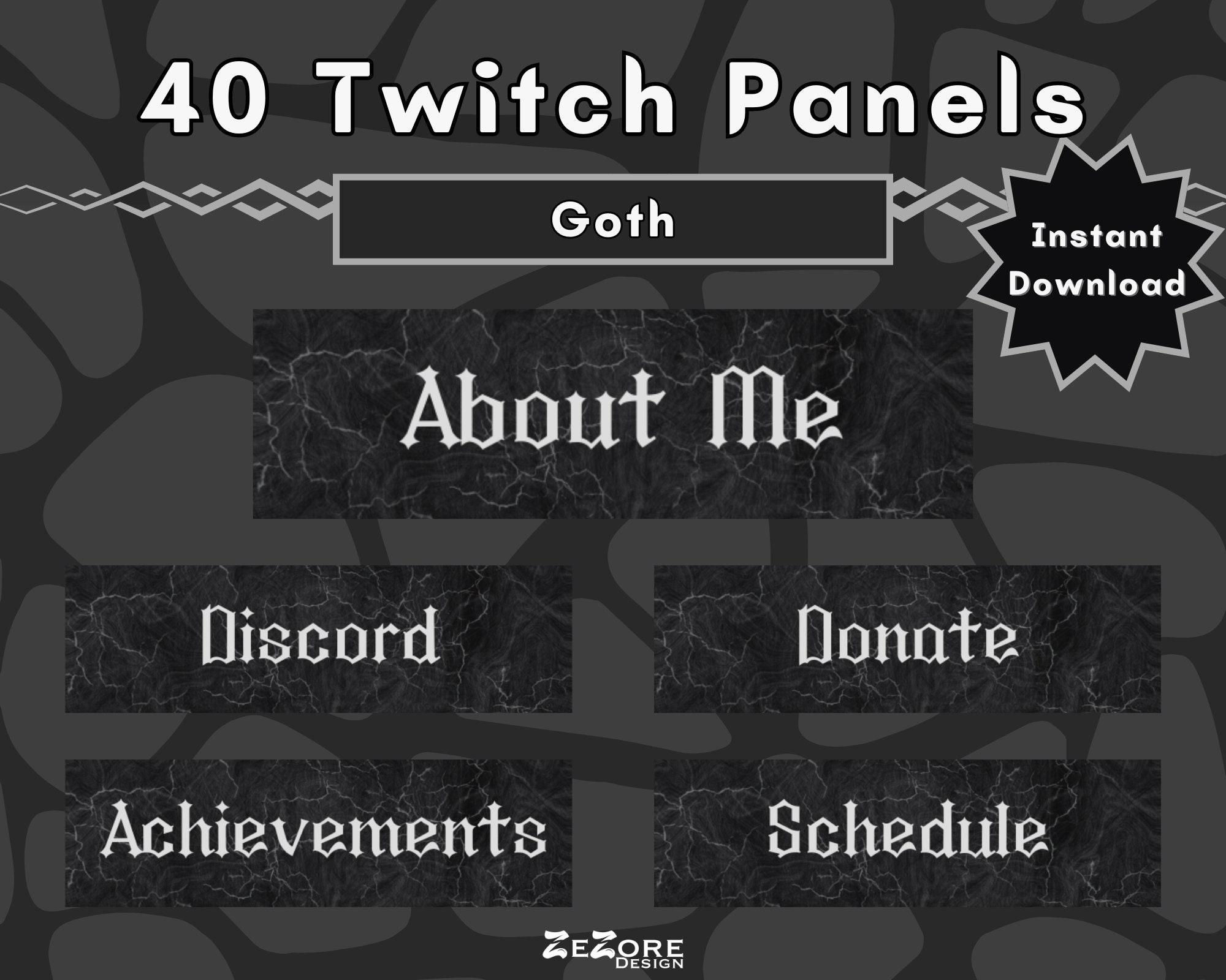 40 Goth Twitch Panels Streamer Content Creator Gamer About Me Pack alt ...