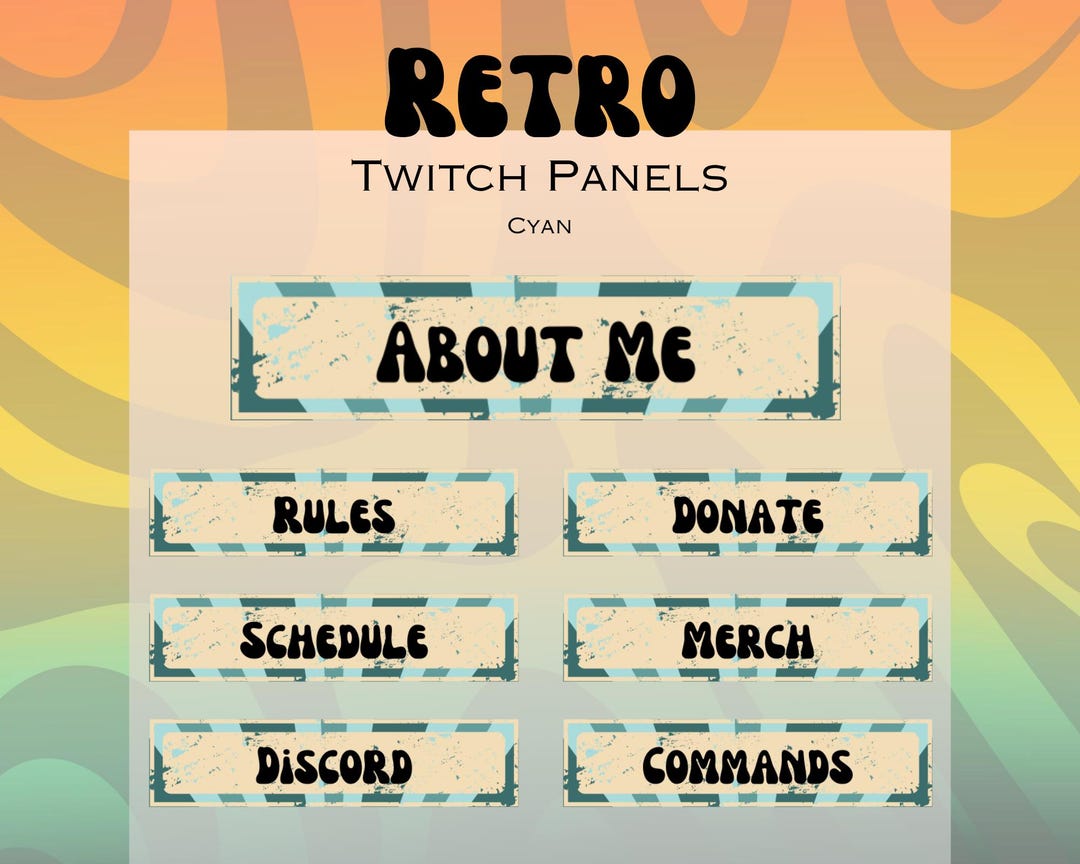 40 Cyan Retro Twitch Panels | Streamer | Content Creator | Gamer ...