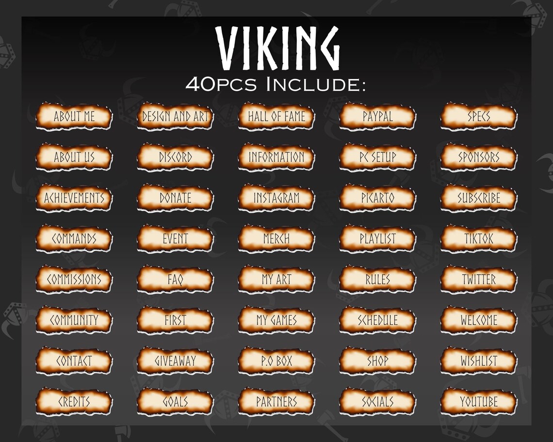 40 Viking/valheim Inspired Twitch Panels [thin Font] | Streamer ...