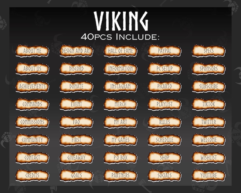 40 Viking/valheim Inspired Twitch Panels [thin Font] | Streamer ...