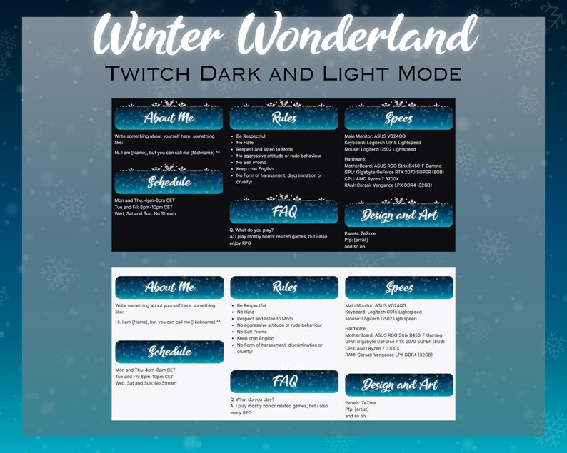 40 Winter Wonderland Cyan Twitch Panels | Streamer | Content Creator ...