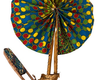 African Print Folding Hand Fan/ African Print Fan/ Handmade Leather - Etsy