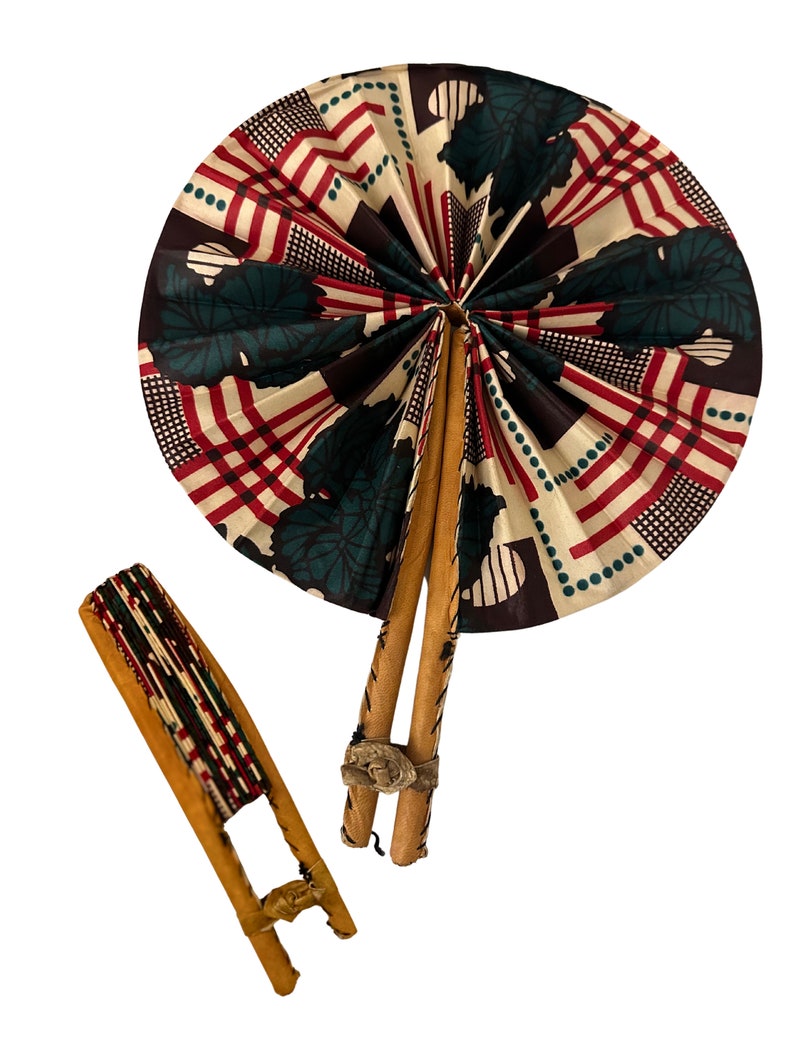 African Print Folding Hand Fan/ African Print Fan/ Handmade Leather - Etsy