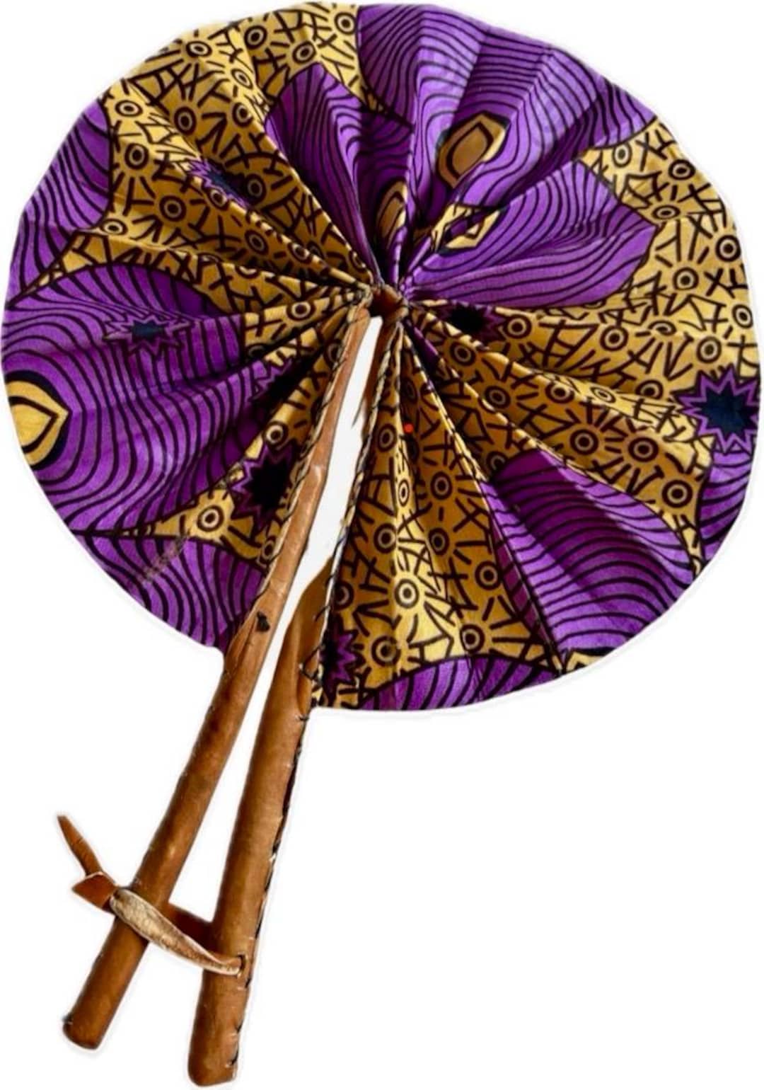 African Print Folding Hand Fan/ African Print Fan/ Handmade Leather - Etsy