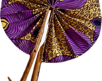 African Print Folding Hand Fan/ African Print Fan/ Handmade Leather - Etsy