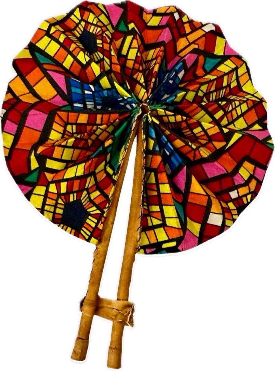 African Print Folding Hand Fan/ African Print Fan/ Handmade Leather - Etsy