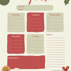 Weekly Task Planner Christmas Edition, Digital Download Planner ...
