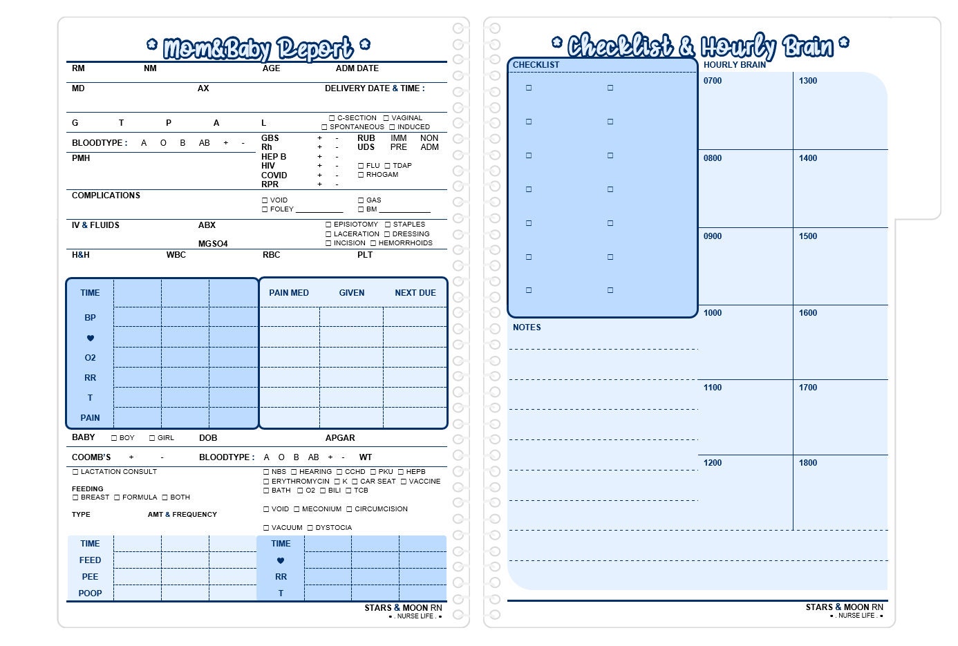 REUSABLE Mother Baby Report Sheet for Registered Nurses RN - Etsy