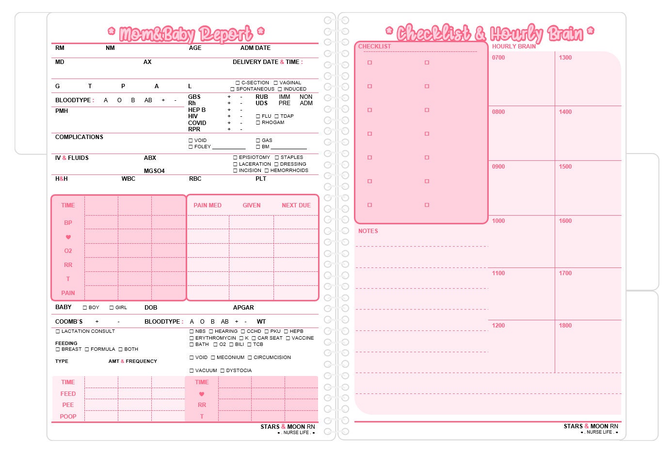 REUSABLE Mother Baby Report Sheet for Registered Nurses RN, LPN ...
