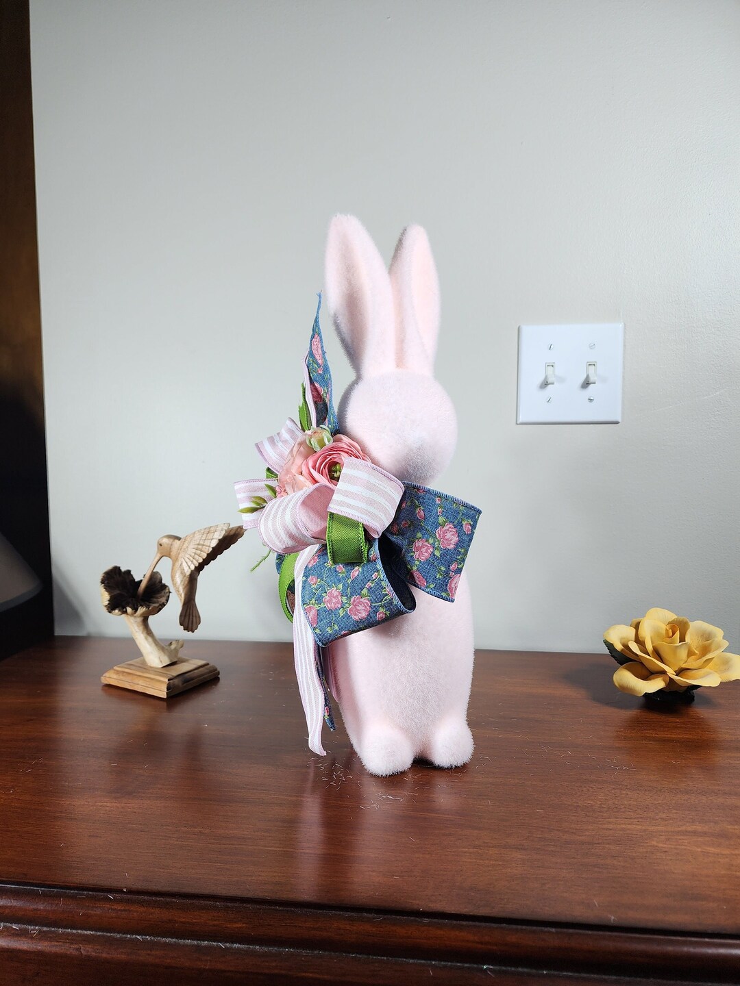 Spring Table Floral Arrangement With Bunny, Spring Bunny Gift for Home ...