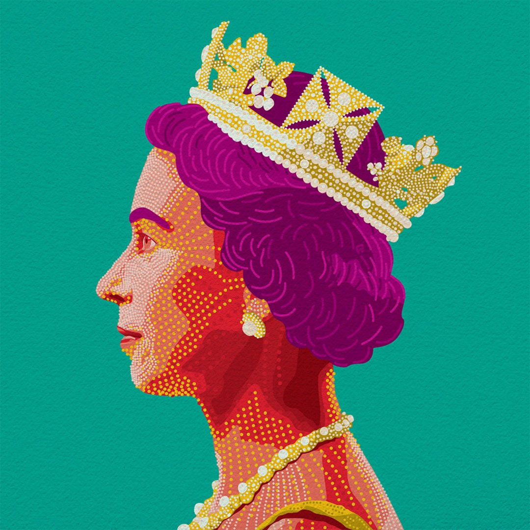 Queen Elizabeth II Printed Drawing Vector Art - Etsy