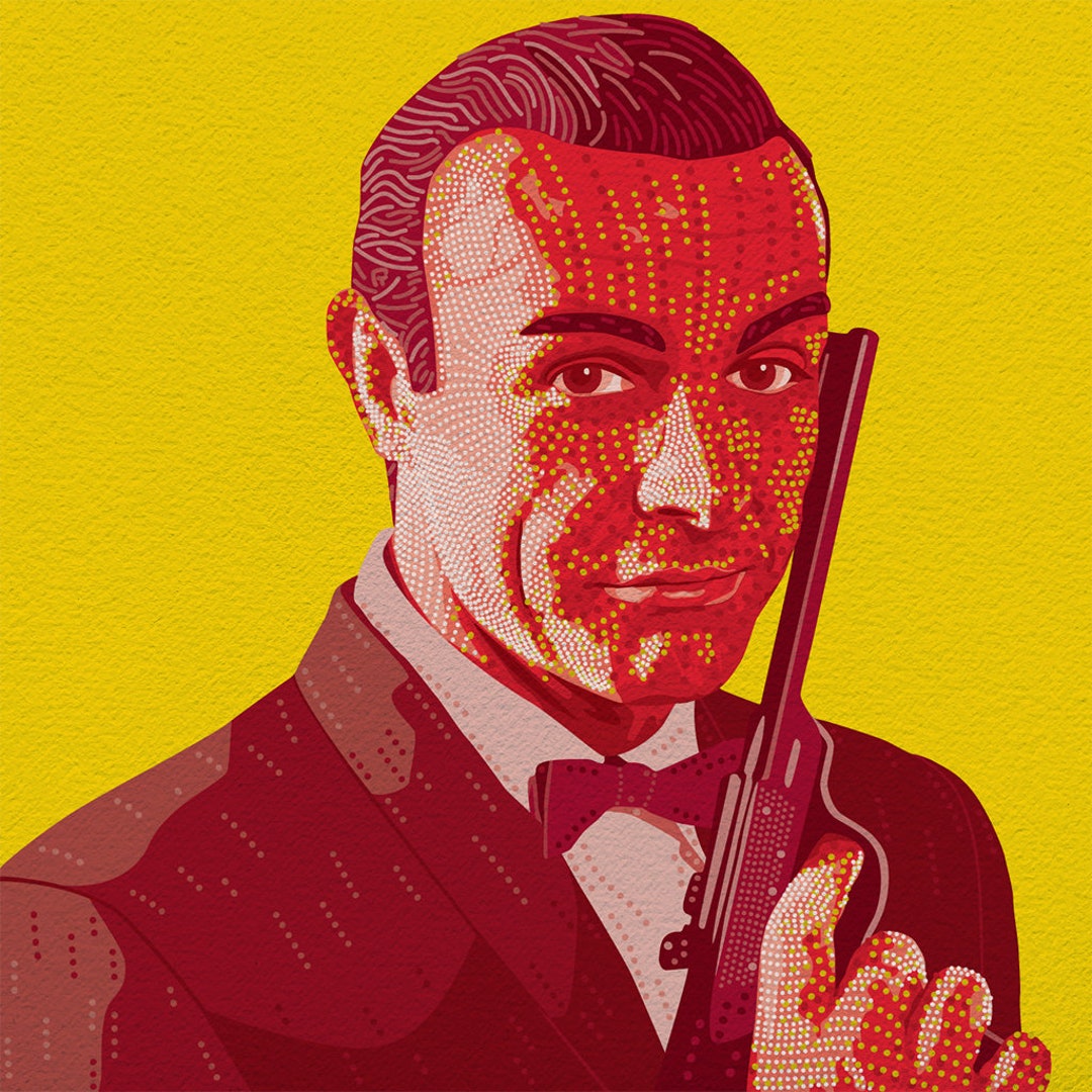 Sean Connery as James Bond Printed Drawing Vector Art - Etsy