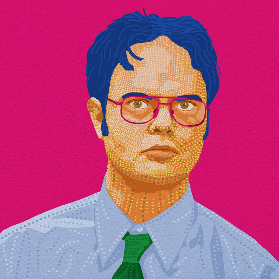 Rainn Wilson as Dwight Schrute Printed Drawing Vector Art - Etsy