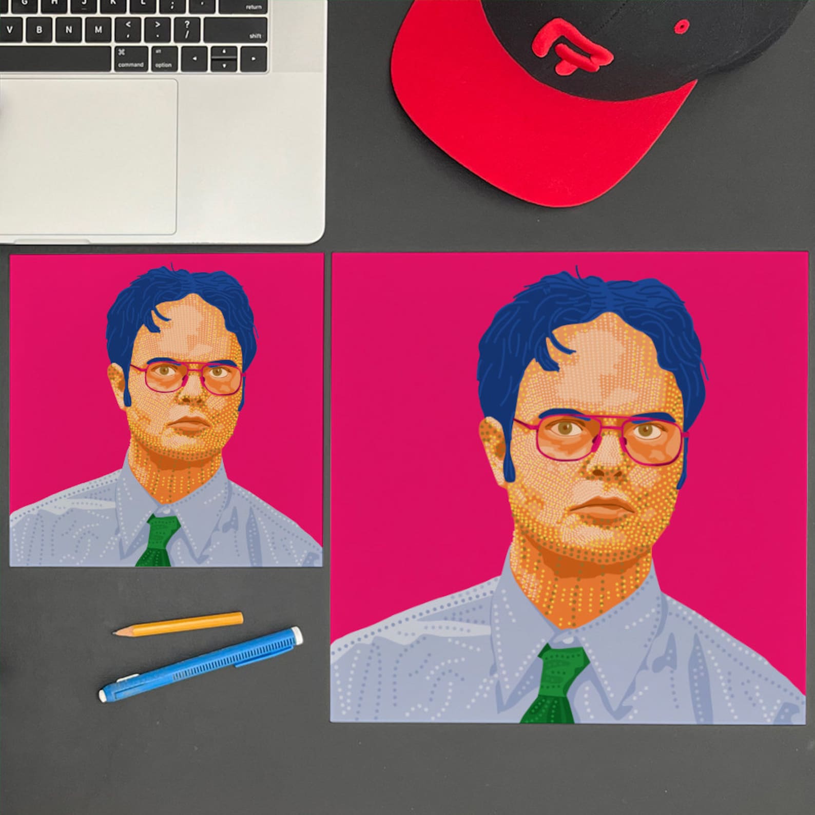 Rainn Wilson as Dwight Schrute Printed Drawing Vector Art - Etsy