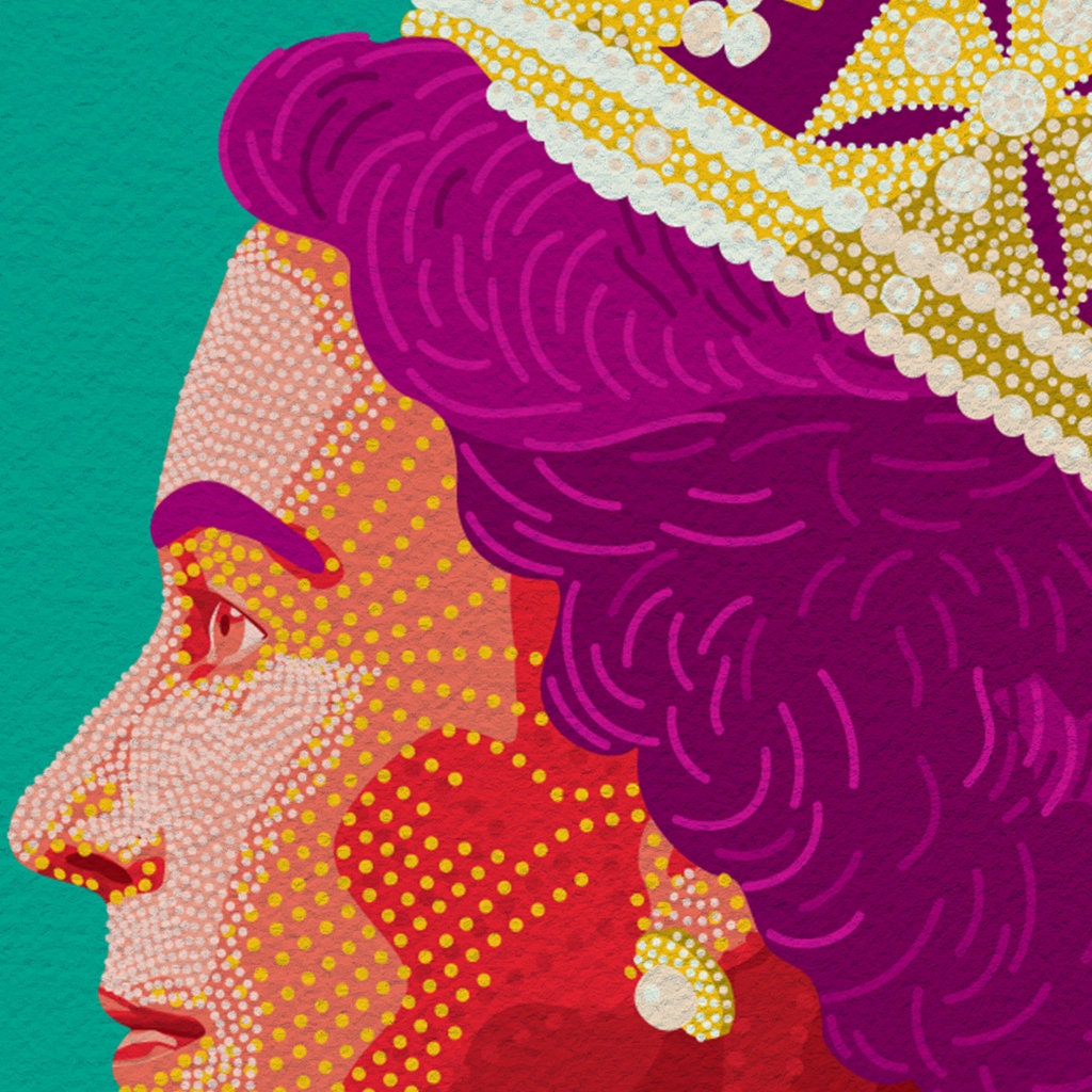 Queen Elizabeth II Printed Drawing Vector Art - Etsy