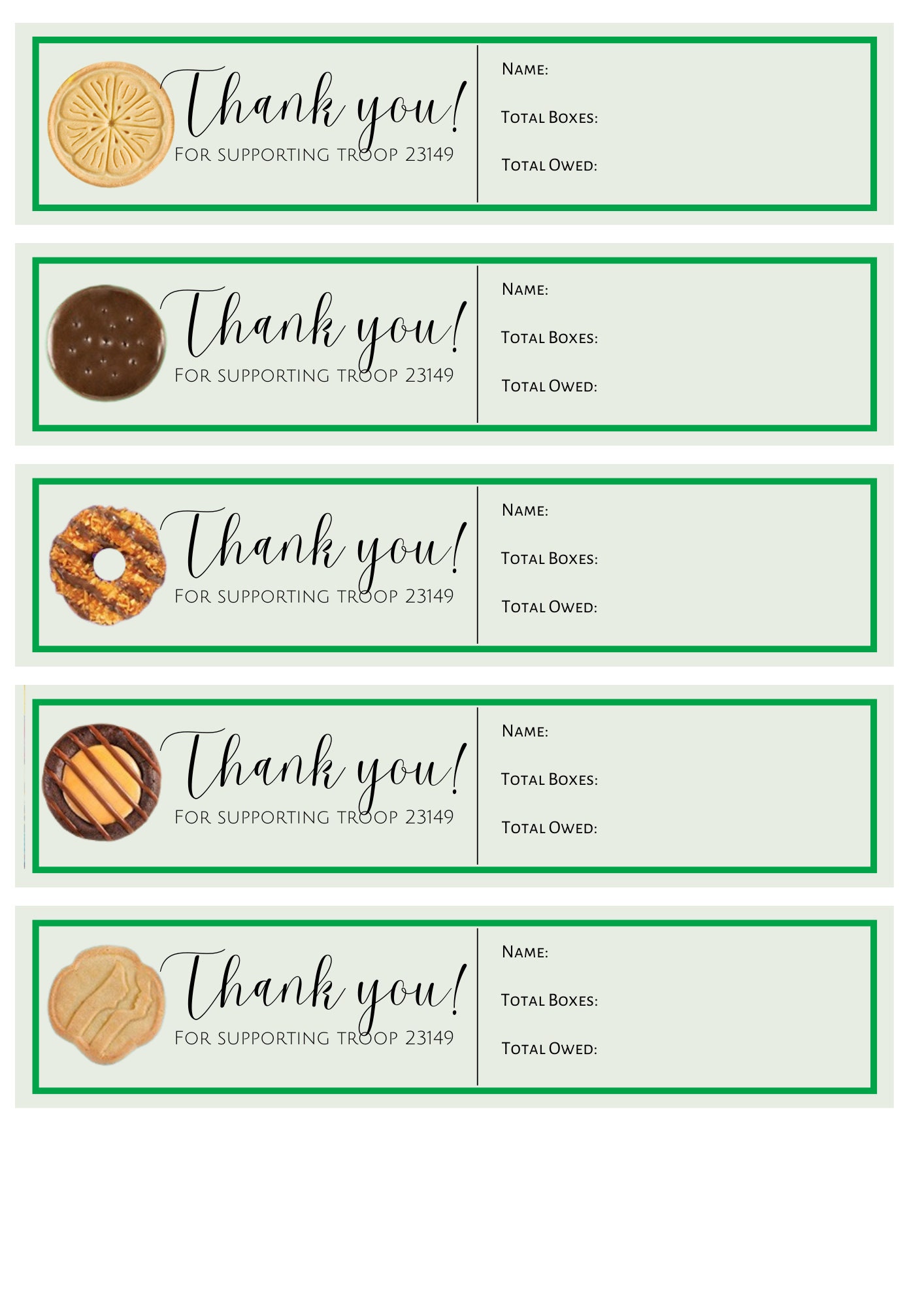 Customizable Girl Scout Cookie Printable Bundle, Door Hanger, Business ...