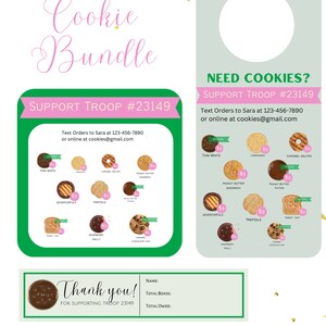 Customizable Girl Scout Cookie Printable Bundle, Door Hanger, Business ...
