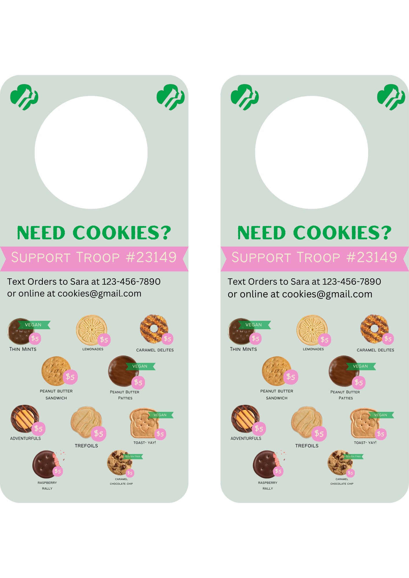 Customizable Girl Scout Cookie Printable Bundle, Door Hanger, Business ...