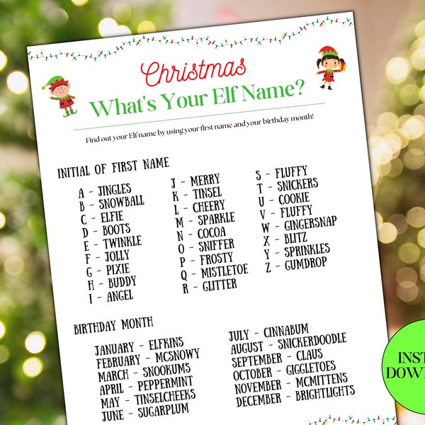 Whats Your Elf Name - Etsy