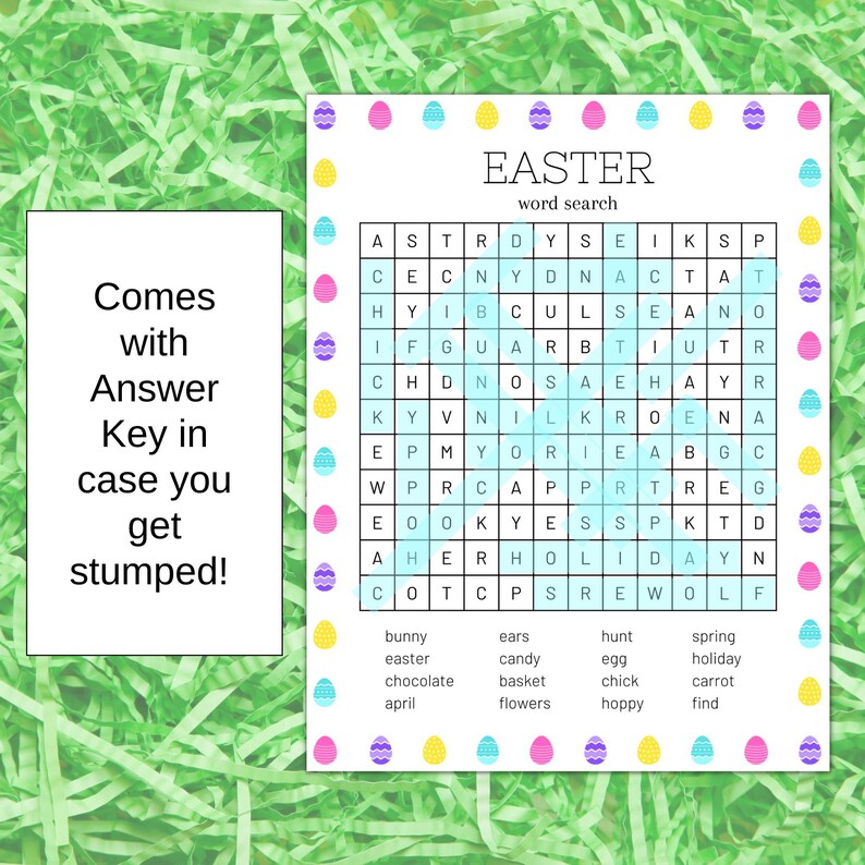 Easter Word Search Printable Game With Answer Key - Etsy
