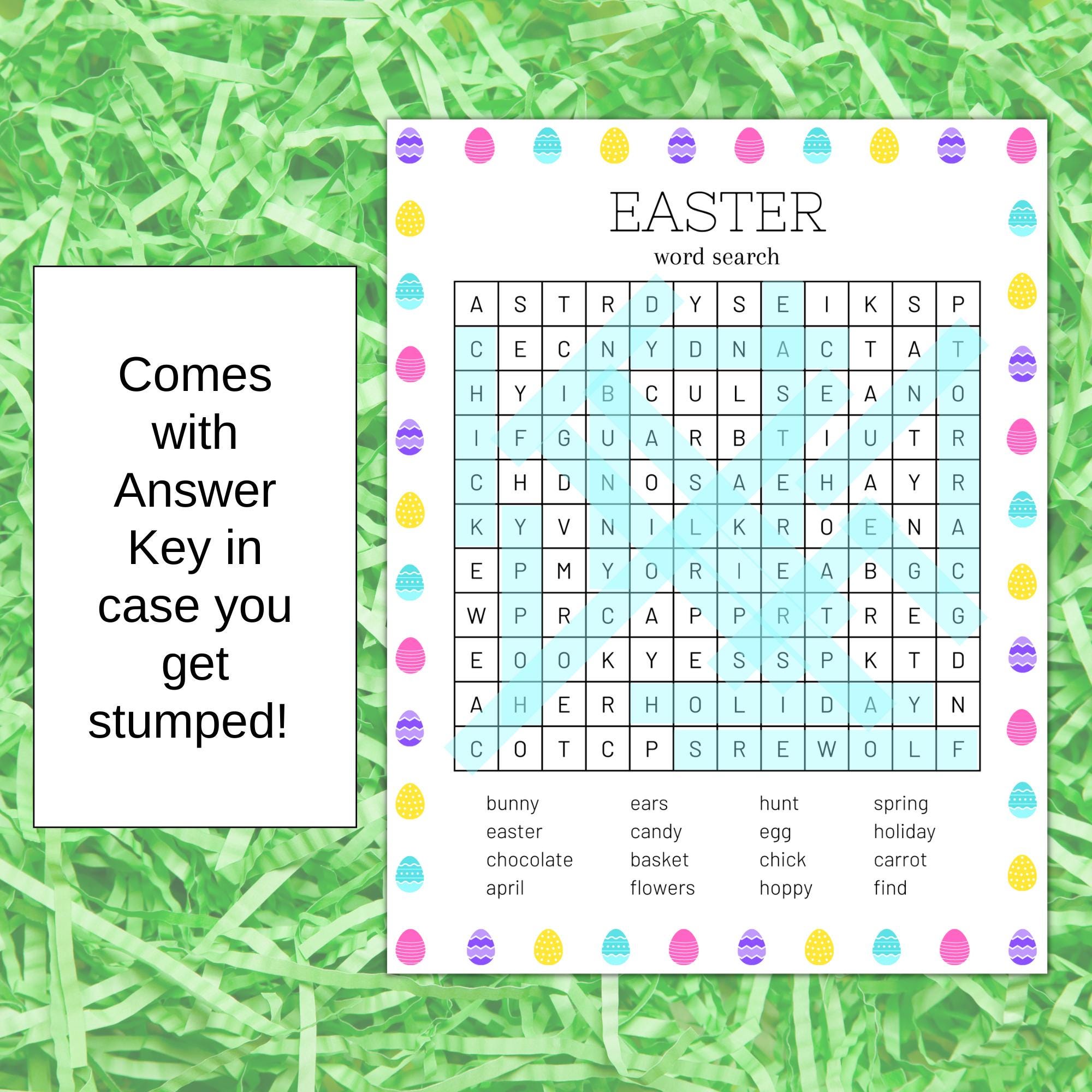 Easter Word Search Printable Game With Answer Key - Etsy