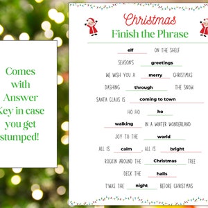 Christmas Finish the Phrase Printable Game - Etsy