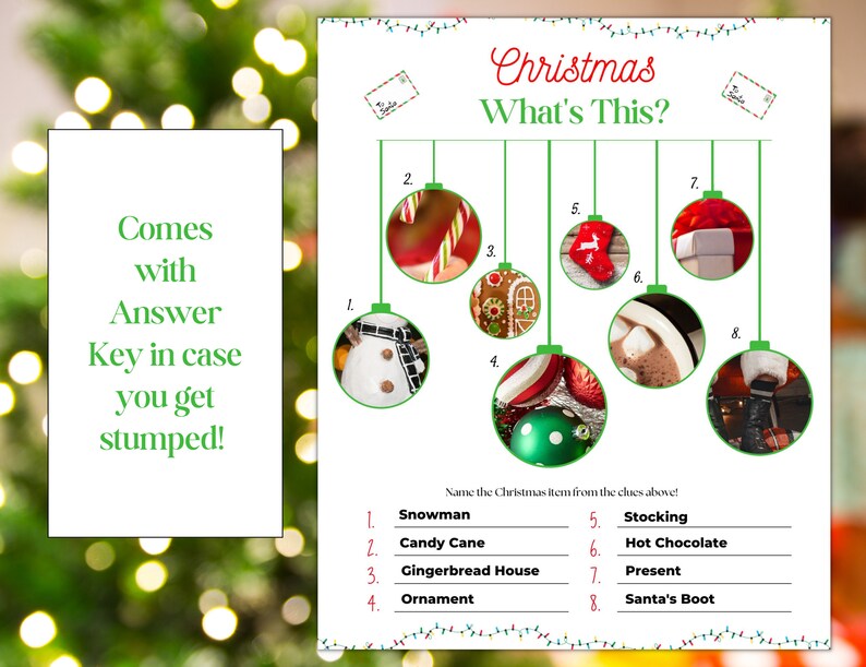 Christmas Picture Quiz Printable Game - Etsy