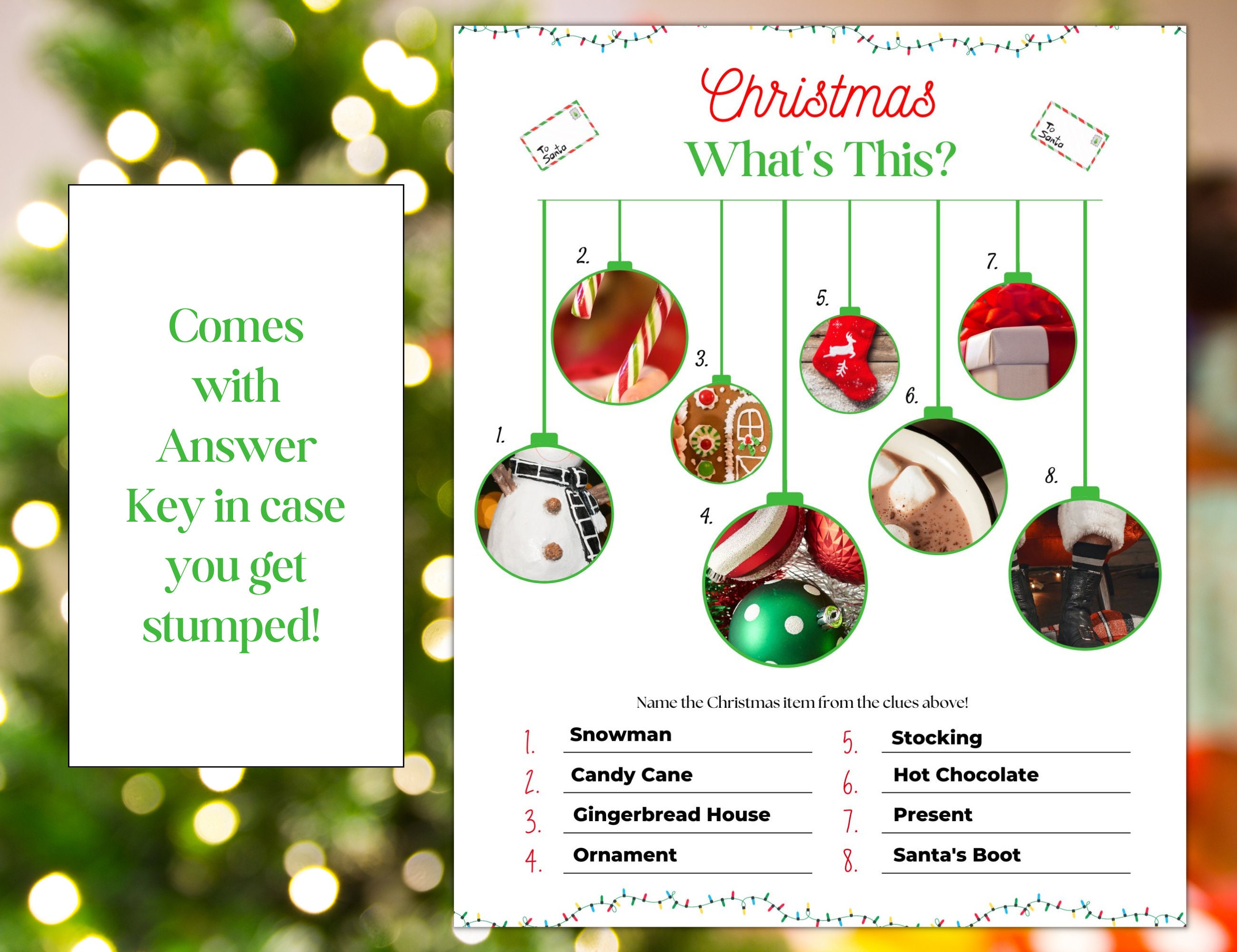 Christmas Picture Quiz Printable Game - Etsy