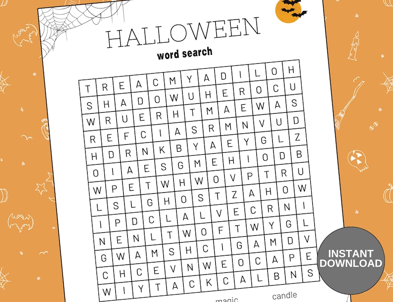 Halloween Word Search Printable Game With Answer Key - Etsy