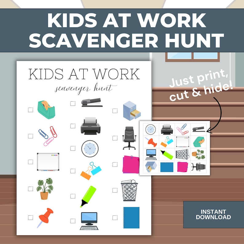 Take Your Child to Work Day Printable Scavenger Hunt Game - Etsy