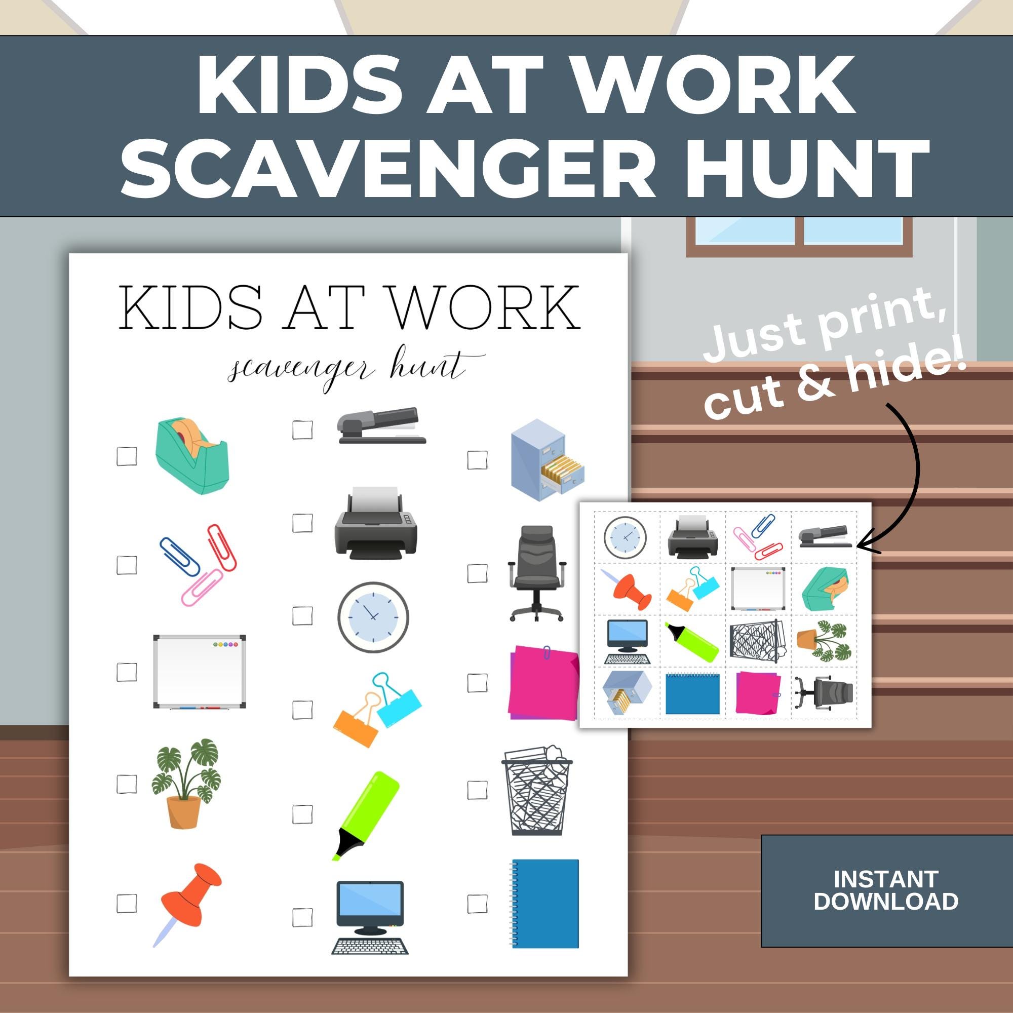 Take Your Child to Work Day Printable Scavenger Hunt Game - Etsy