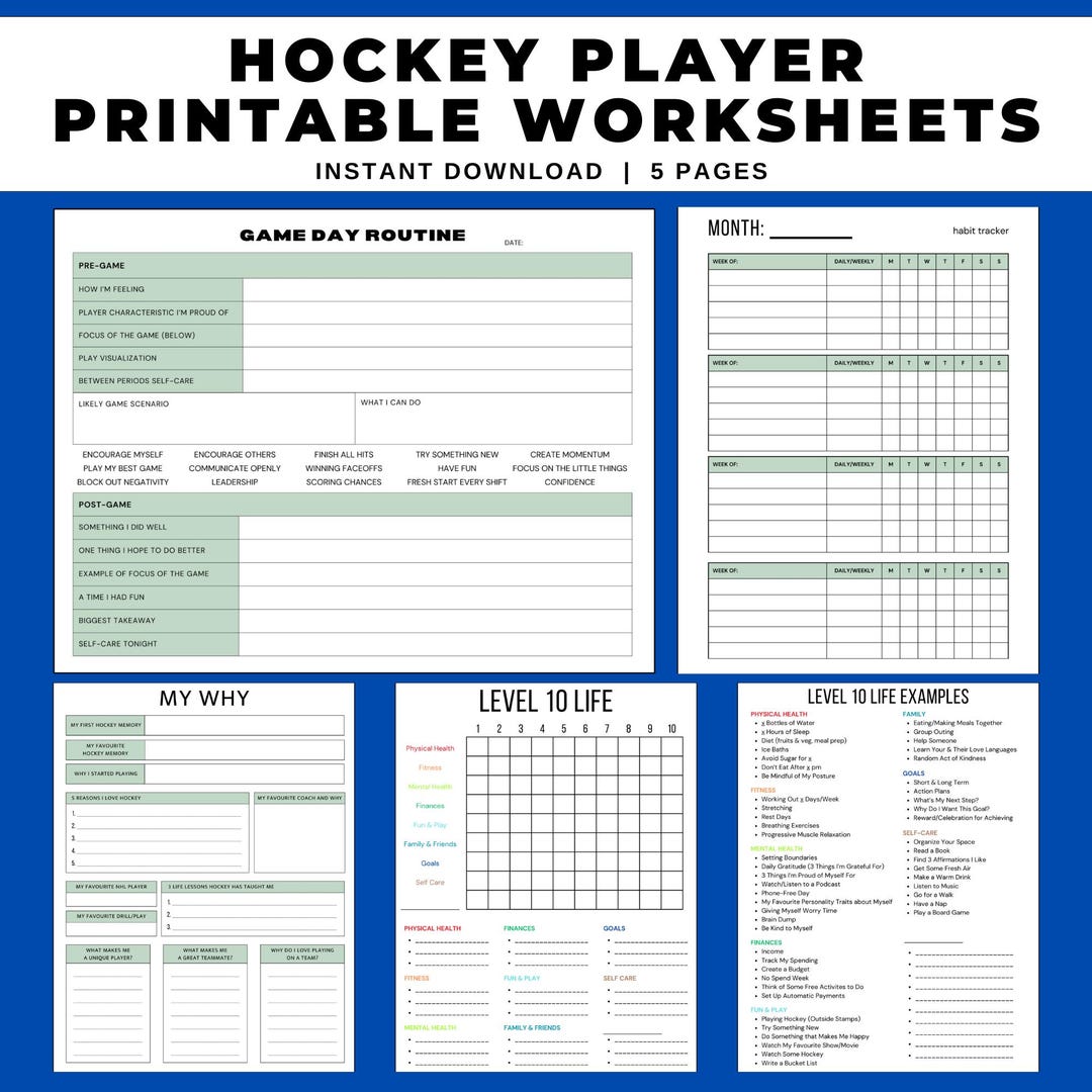 Hockey Player Printable Worksheets, Coaches, Junior, Minor, Kids ...