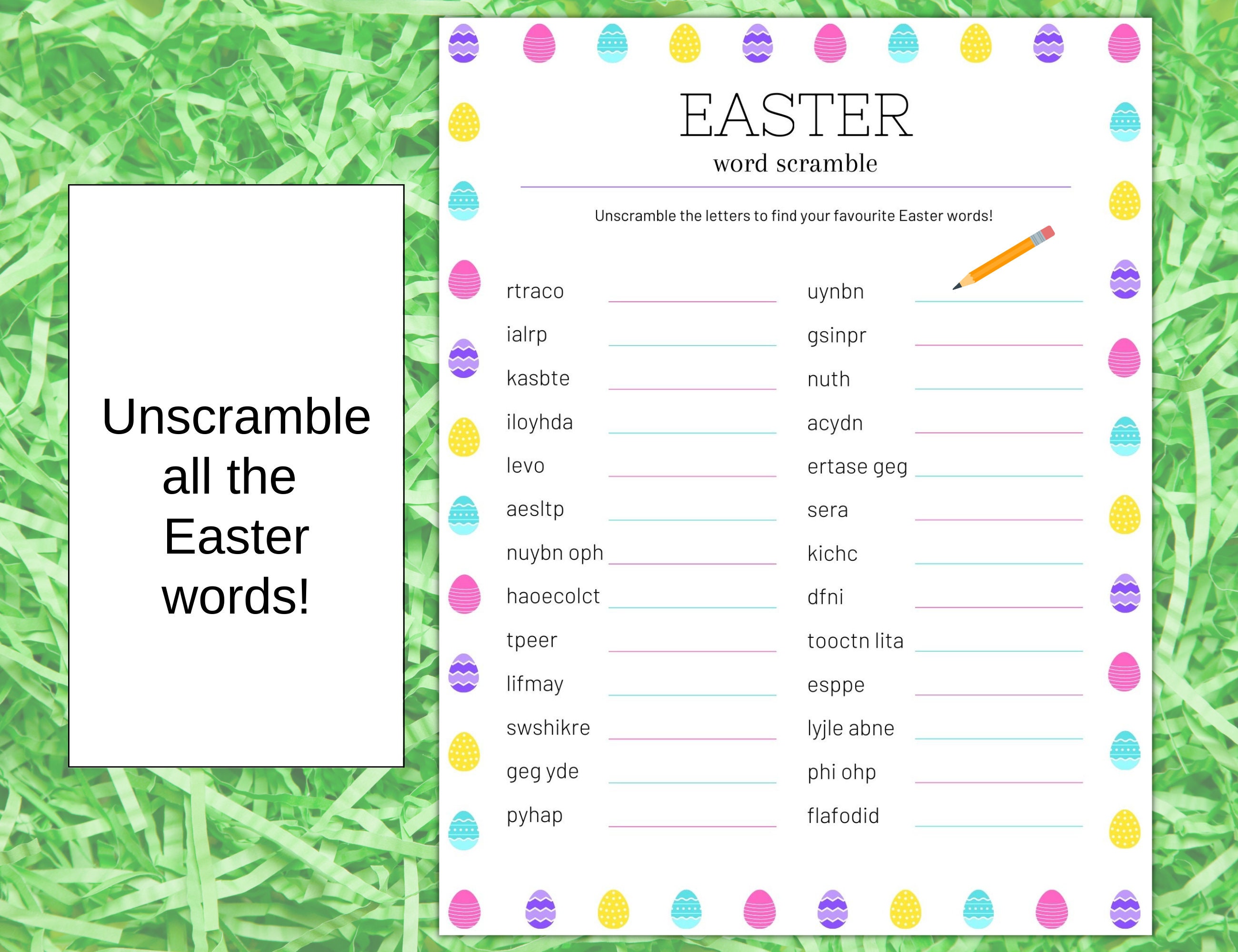 Easter Word Scramble Printable Game With Answer Key - Etsy