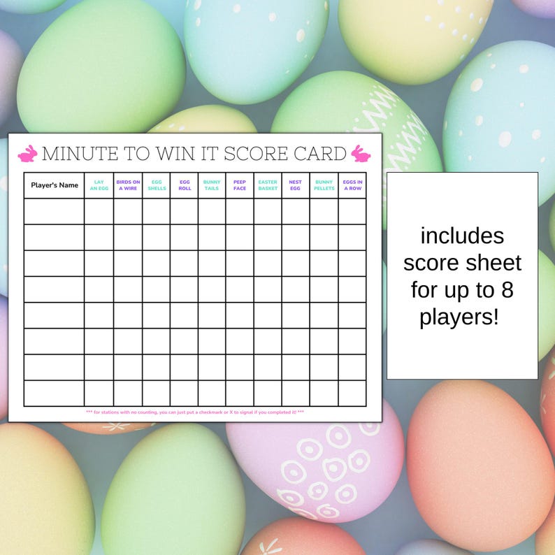 Easter Minute to Win It Printable Game Ideas With Supply List and Score ...